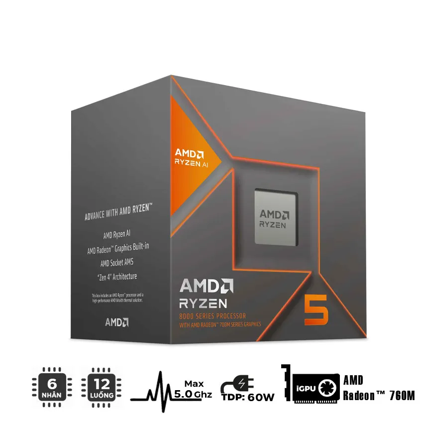 CPU AMD Ryzen 5 8600G (4.3GHz Upto 5.0GHz / 22MB / 6 Cores, 12 Threads ...